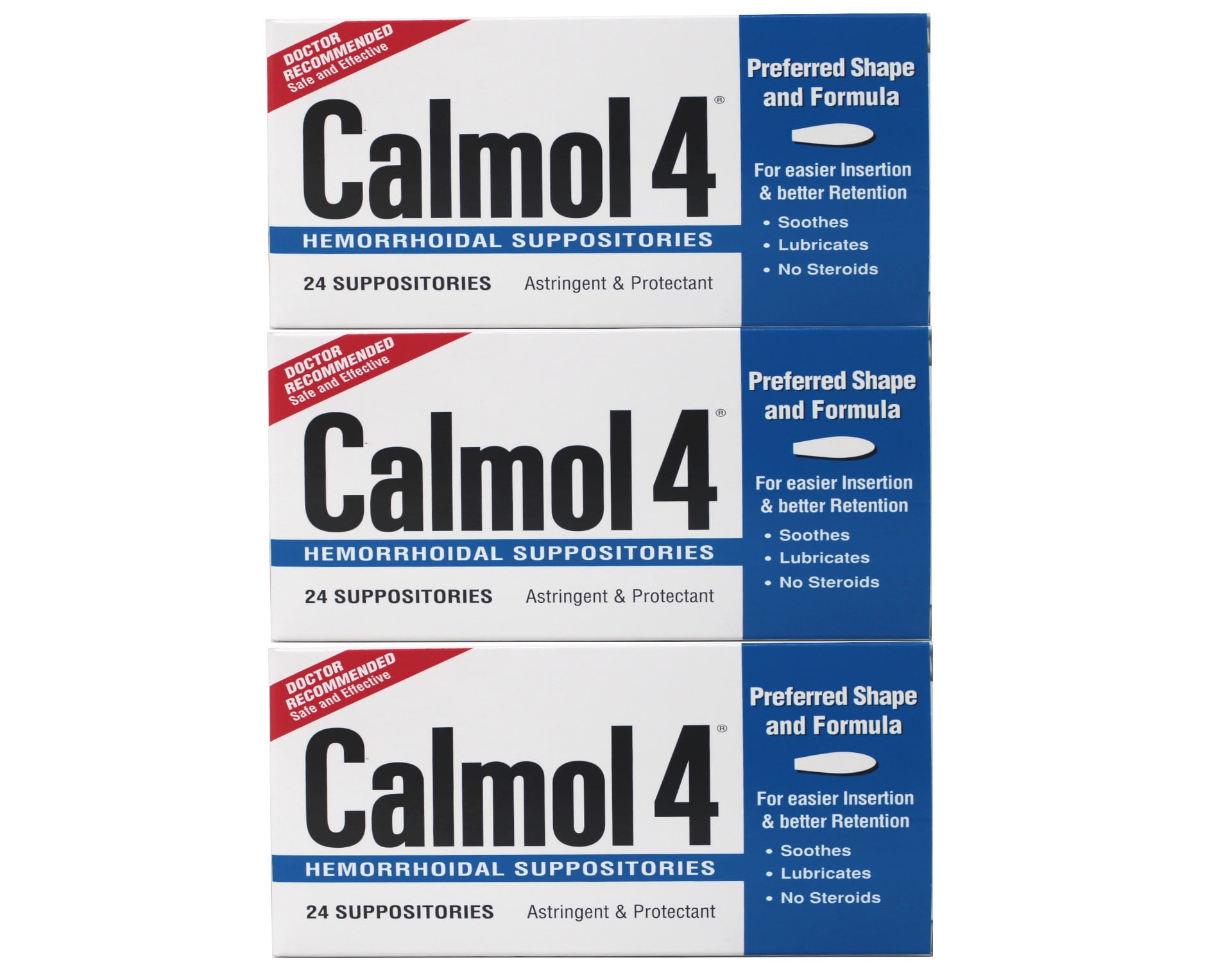 Calmol 4 Hemorrhoid Suppositories - 24 ct, Pack of 3 - Walmart.com