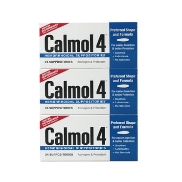 Calmol 4 Hemorrhoidal Treatment Suppositories, 24 Each (Pack of 6 ...
