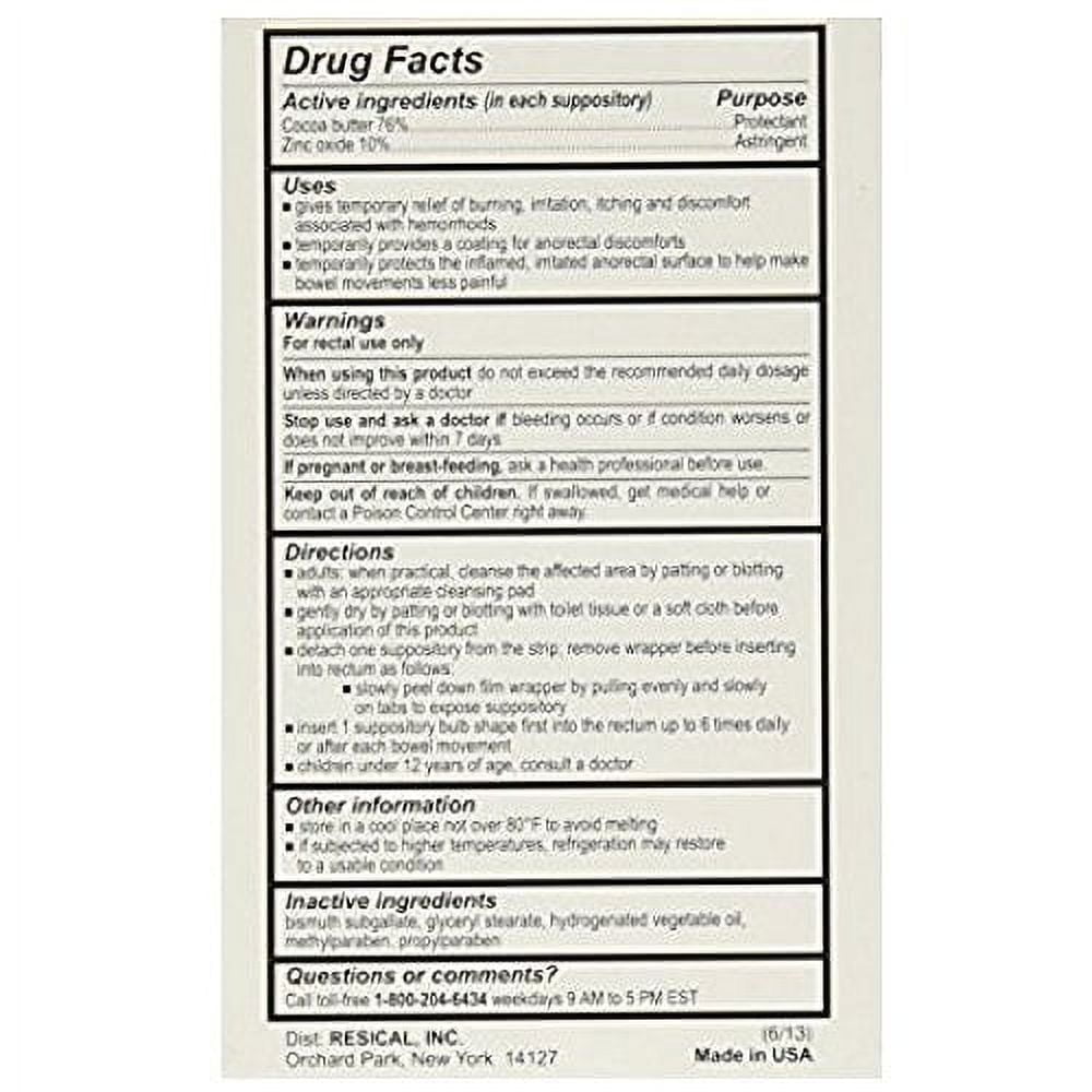 Calmol 4 Hemorrhoidal Suppositories 24 Each (Pack of 6) - Walmart.com