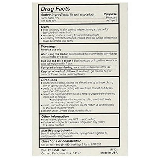 Calmol 4 Hemorrhoidal Suppositories 24 Each (Pack of 6) - Walmart.com