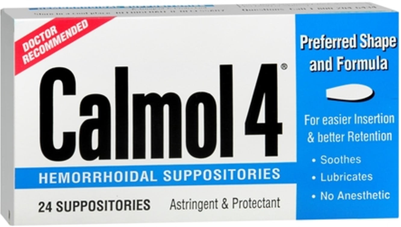Calmol 4 Hemorrhoidal Suppositories, 24 Count, Relief for Burning ...