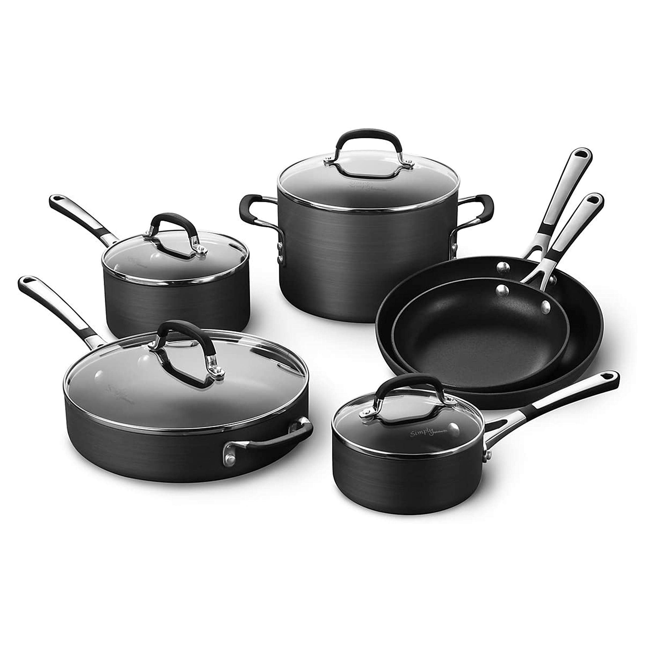 Calphalon 10-Piece Non-Stick Kitchen Cookware Set Black Pots & Pans ...