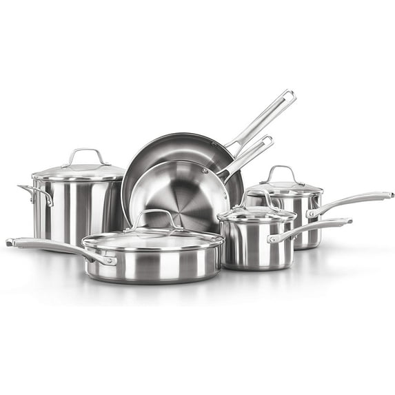 Calphalon Classic 10-Piece Stainless Steel Cookware Set with Aluminum ...