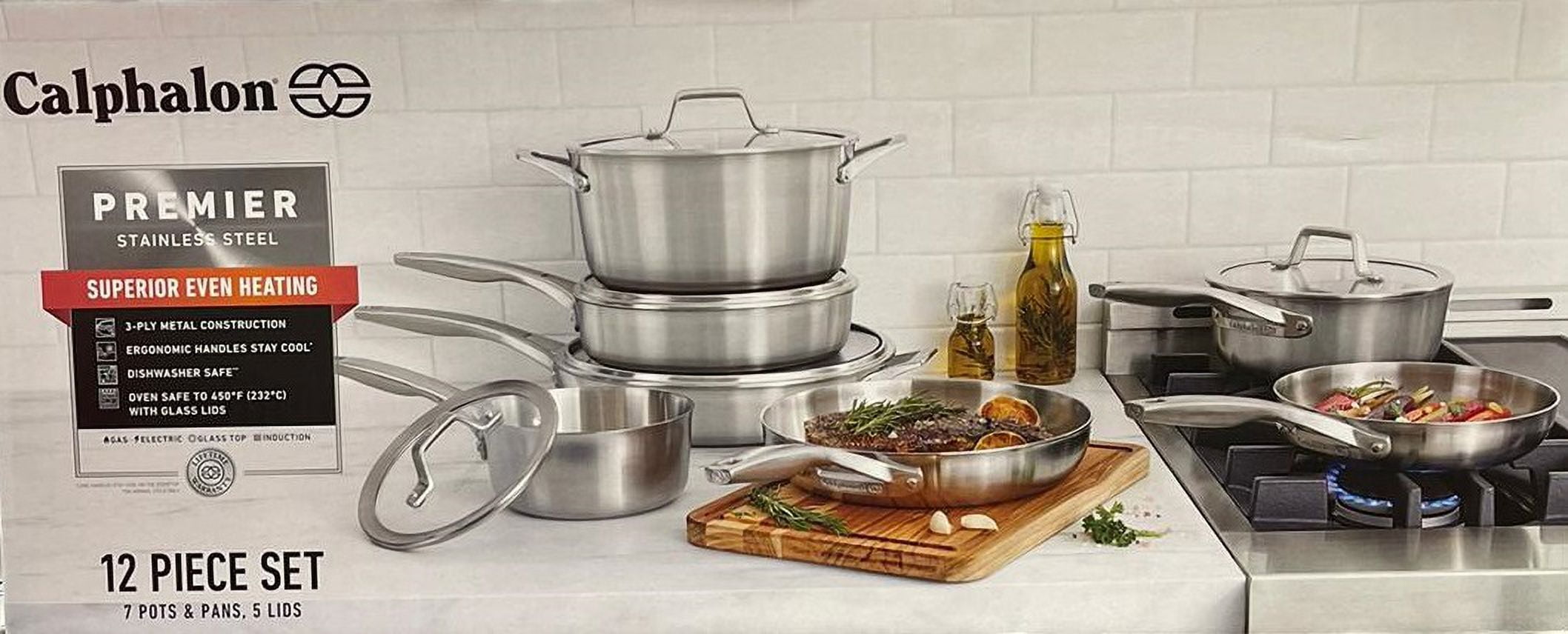 Calphalon Premier Clad Stainless Steel 12pc Cookware Set - Walmart.com