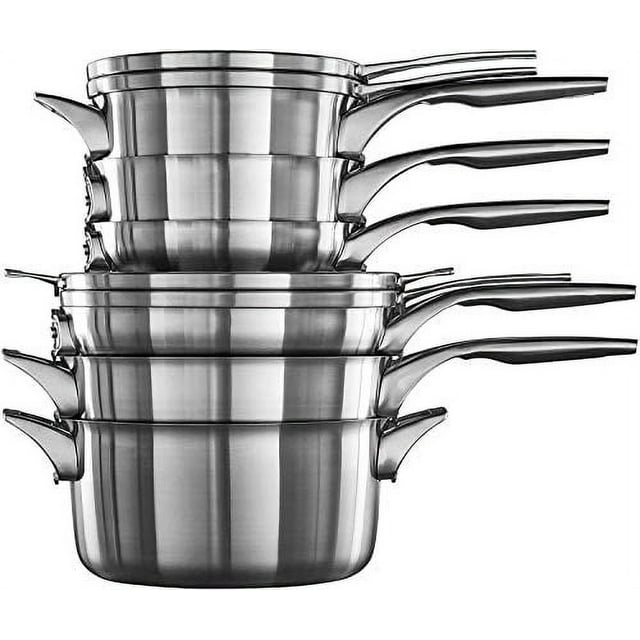Calphalon Premier Stackable 10-Piece Stainless Steel Cookware Set ...