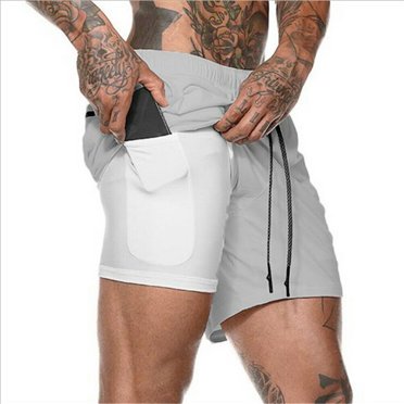 Lixada Men's 2-in-1 Running Shorts Quick Drying Breathable Active ...