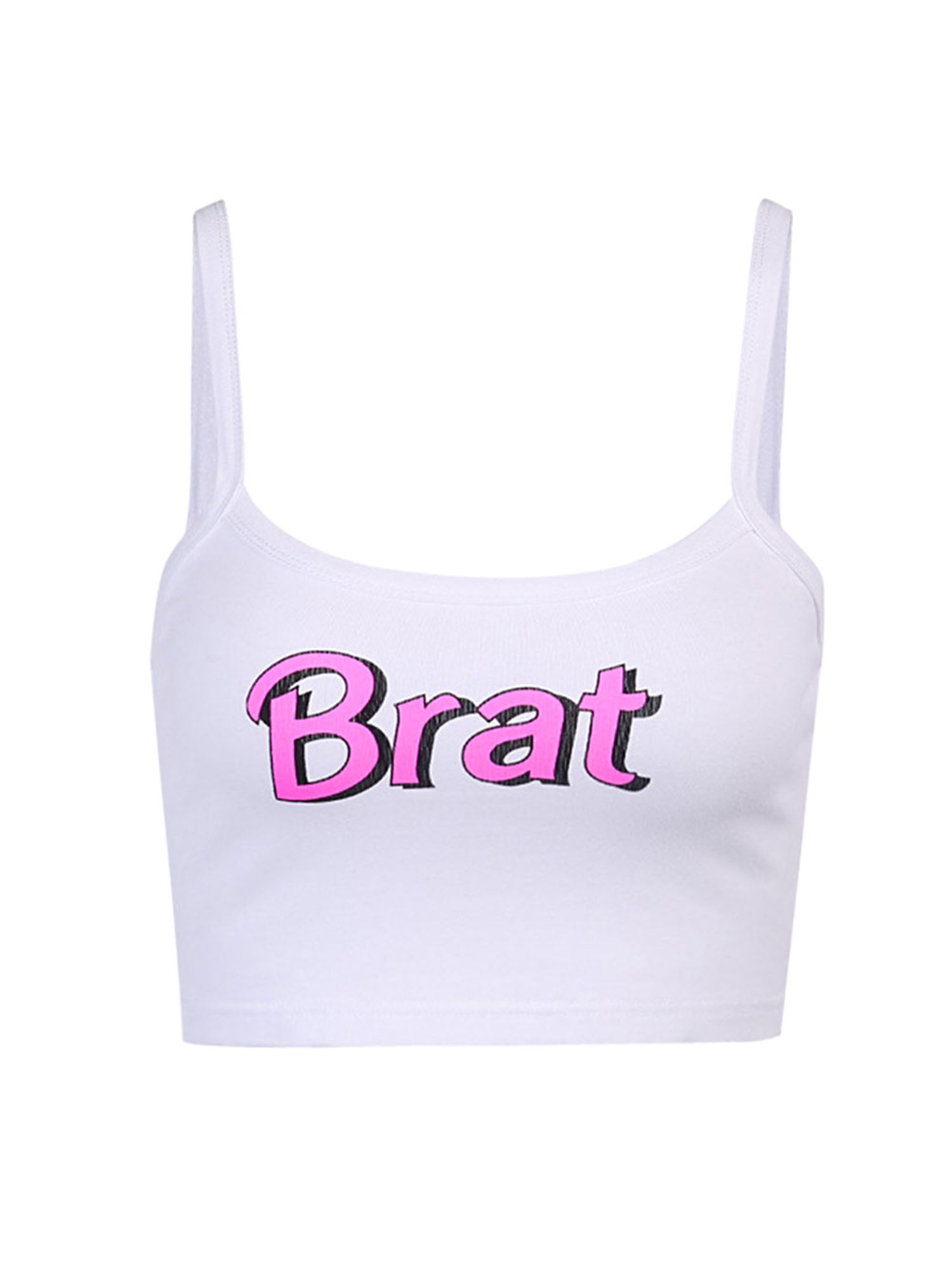 Calsunbaby Women Brat Letter Square Neck Printed Tank Tops Girls Thin ...