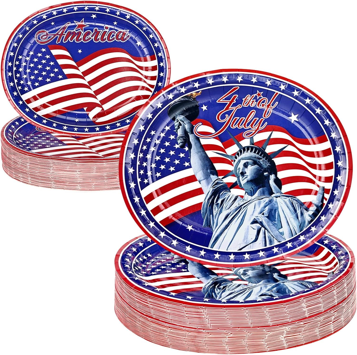 Caltero Patriotic Oval Paper Plates 100 PCS 4th of July Independence ...