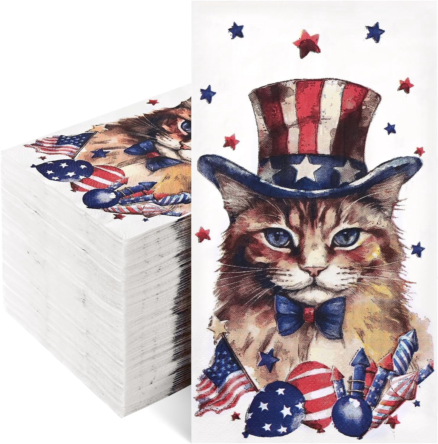 Caltero Patriotic Napkins 100PCS 4th of July Paper Napkins 3 Ply ...