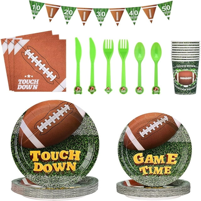 Caltero 169 PCS Football Party Tableware, Includes Plates, Napkins ...