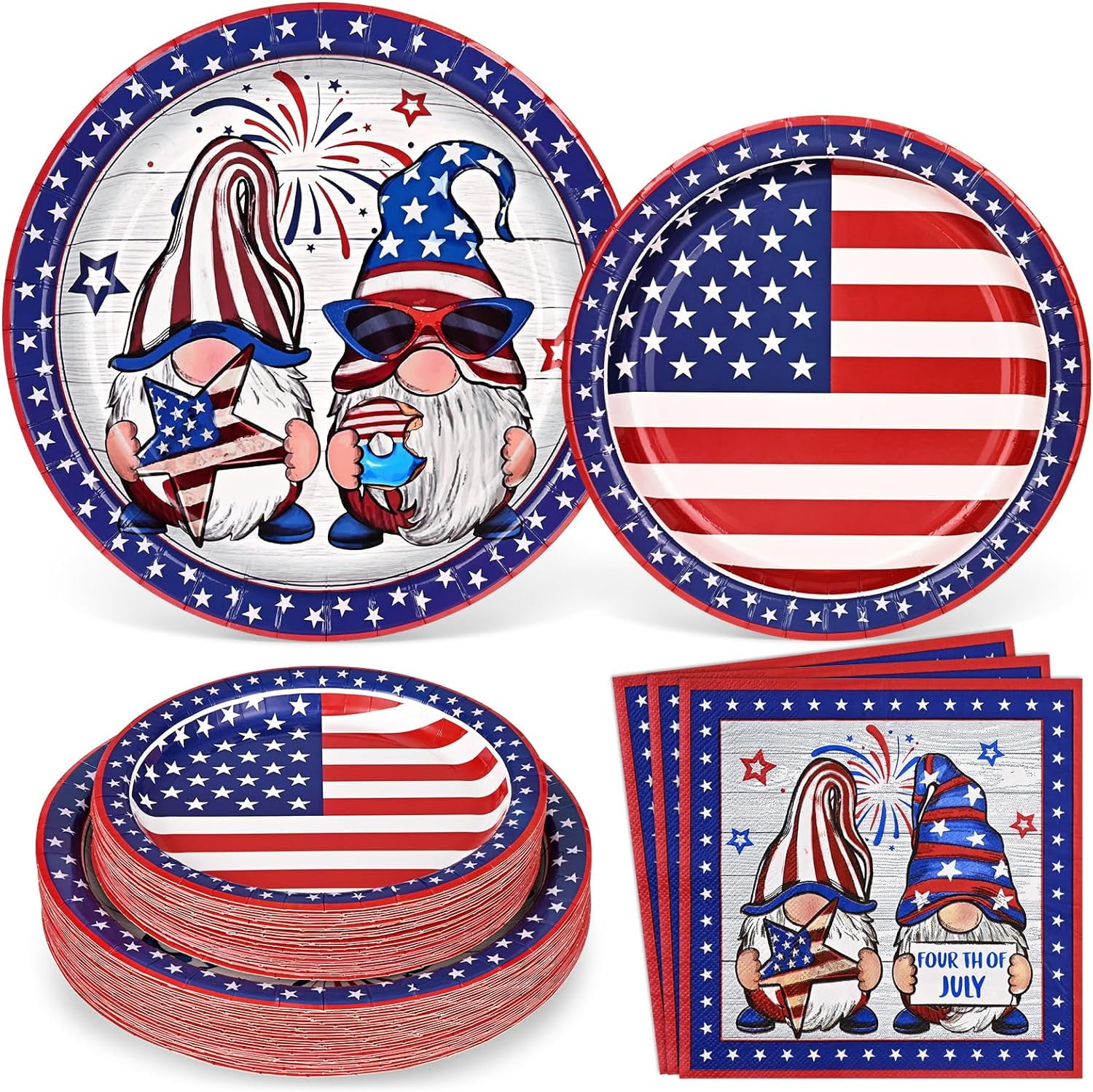 Caltero 200 PCS 4th of July Plates and Napkins,Patriotic Paper Plates ...