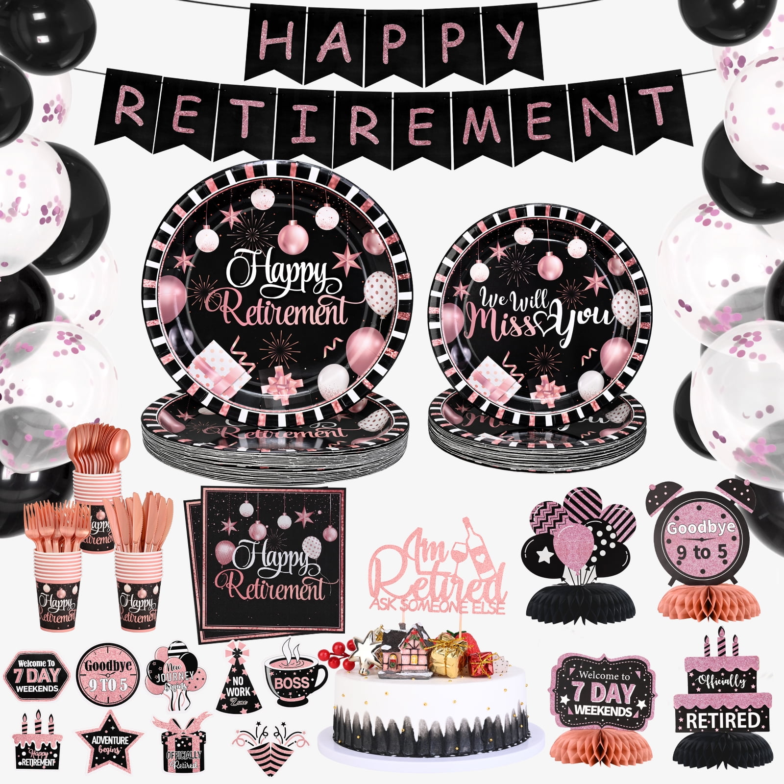 Caltero 247 PCS Retirement Paper Plates and Napkins Set, Retirement ...