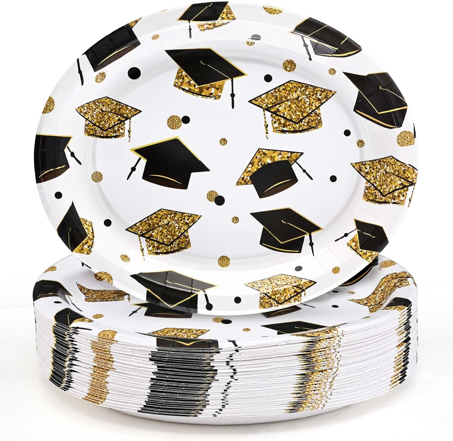 Caltero 50 PCS Graduation Paper Plates, 10 x 12 Inch Graduation Plates ...