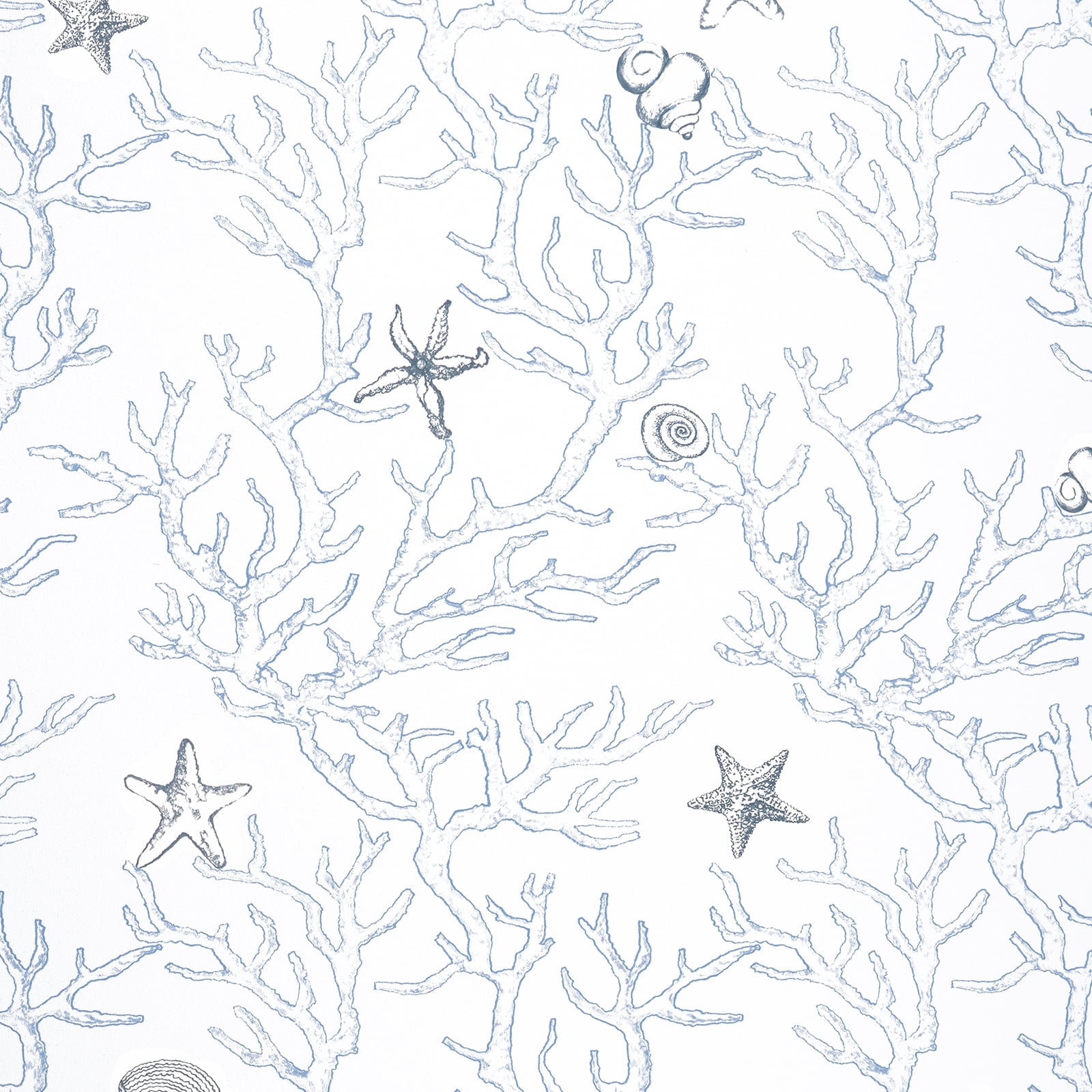 Caltero Vinyl Floral Wallpaper Peel and Stick, Light Blue Ocean Coral ...