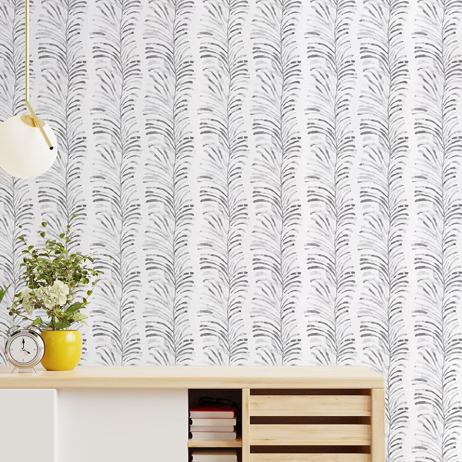 Caltero Peel and Stick Wallpaper Striped Wallpaper Gray White Self ...