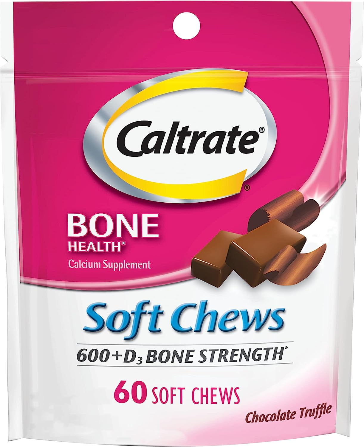 Caltrate Soft Chews 600 Plus D3 Calcium Vitamin D Supplement, Chocolate ...