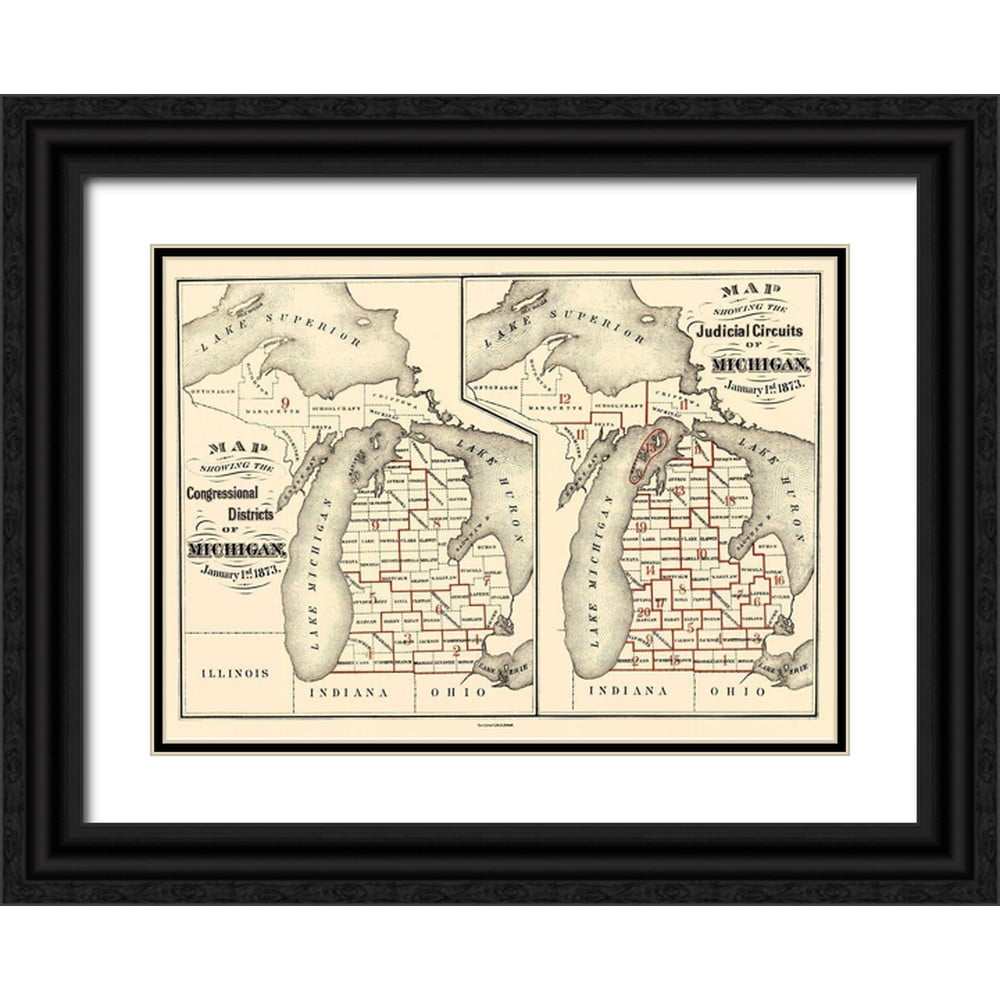 Calvert 24x18 Black Ornate Wood Framed with Double Matting Museum Art Print Titled - Michigan ...