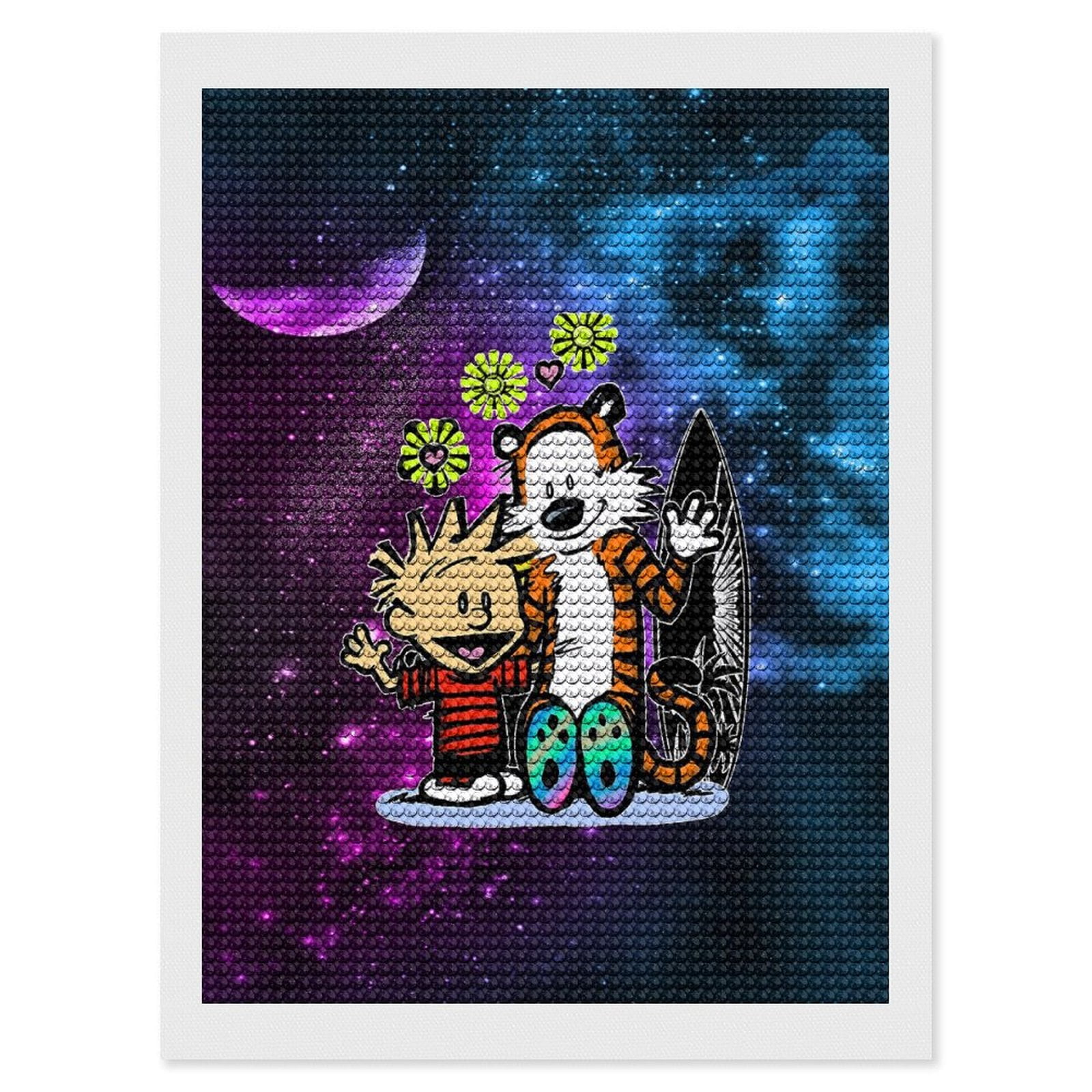 Calvin And Hobbe Diamond Art Kits for Adults Kids DIY 5D Round Full Drill Diamond Art,Very ...