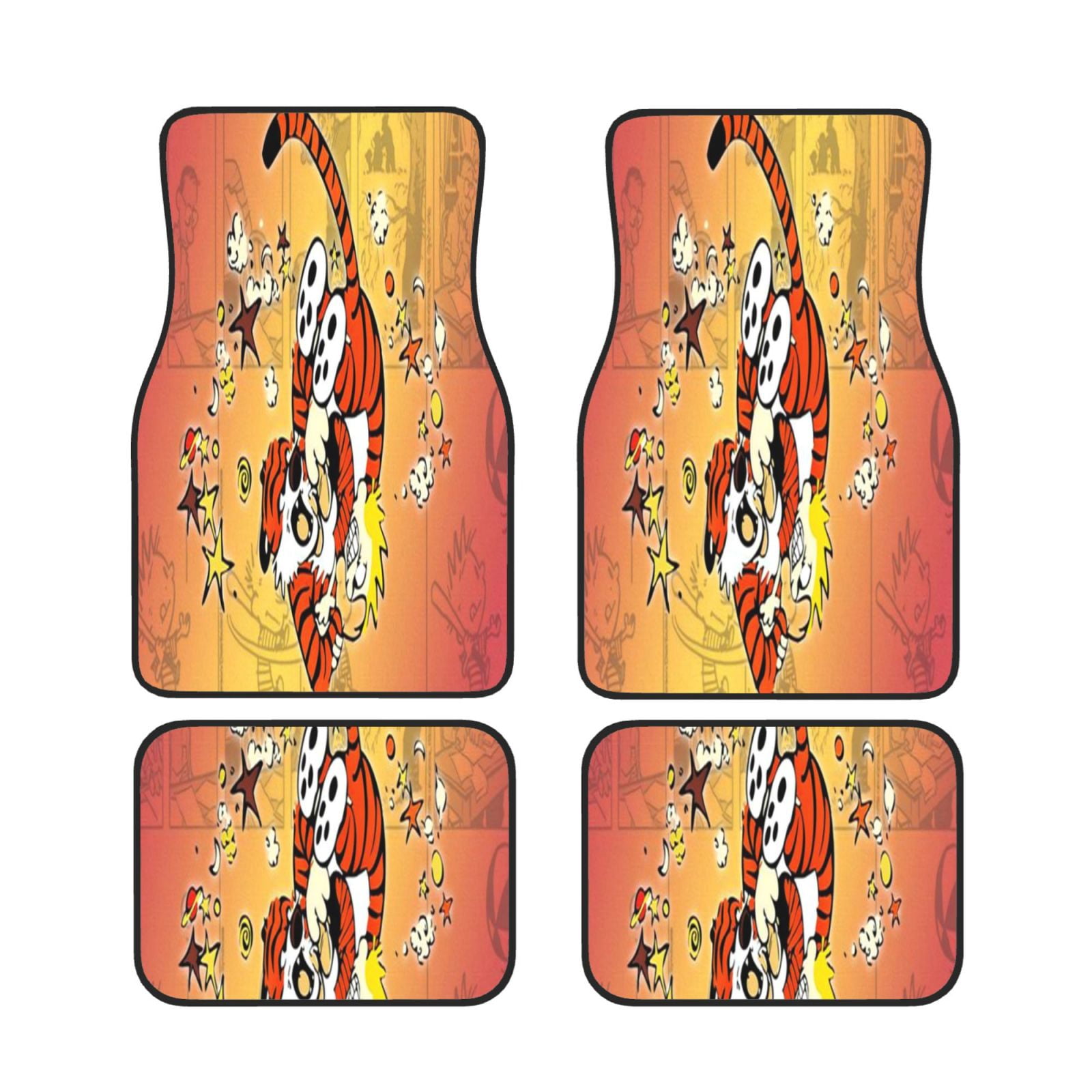 Calvin And Hobbe Set Of 4 Pcs Cartoon Car Floor Mats Cartoon Print Car ...