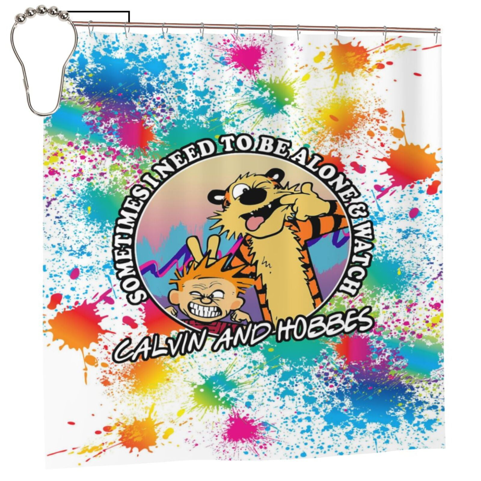 Calvin And Hobbe Shower Curtain For Kids Children Cute Shower Curtain Funny Bathroom Waterproof ...