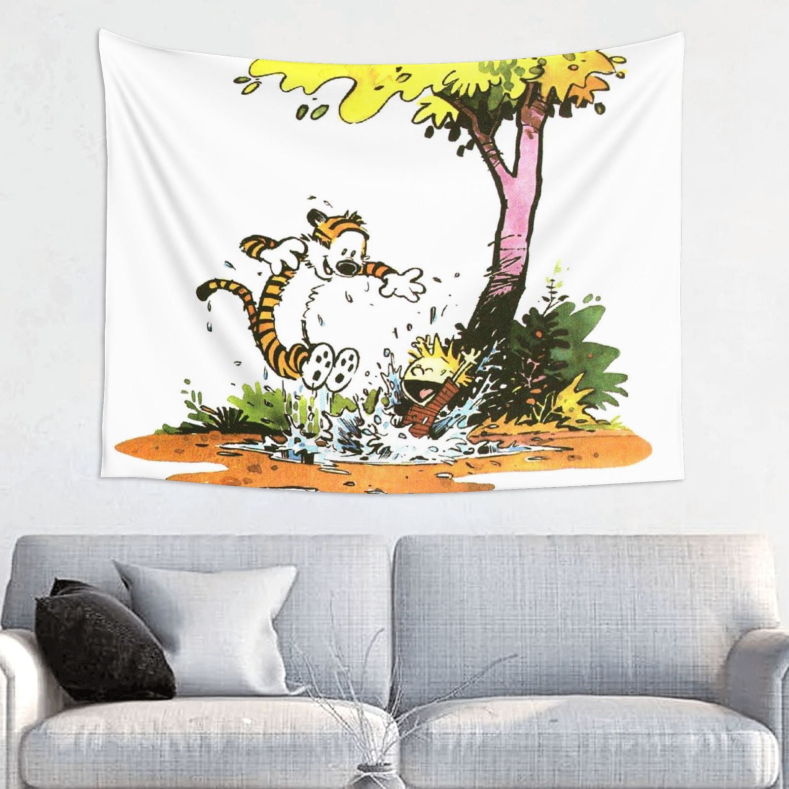 Calvin And Hobbe Wall Tapestry Poster For Bedroom Aesthetics Funny Room ...