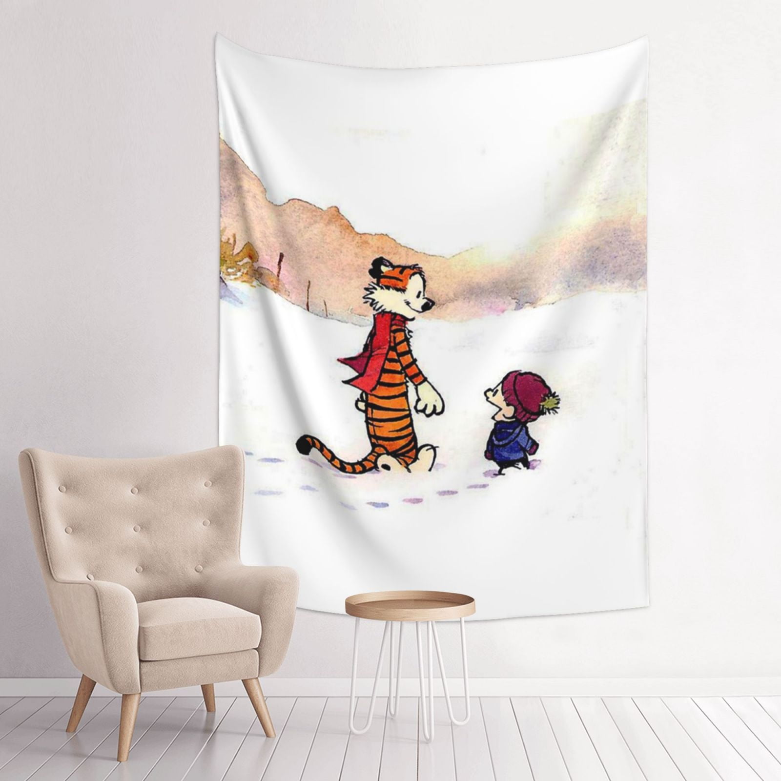 Calvin And Hobbe Wall Tapestry Poster For Bedroom Aesthetics Funny Room Decor Flag Wall Hanging ...