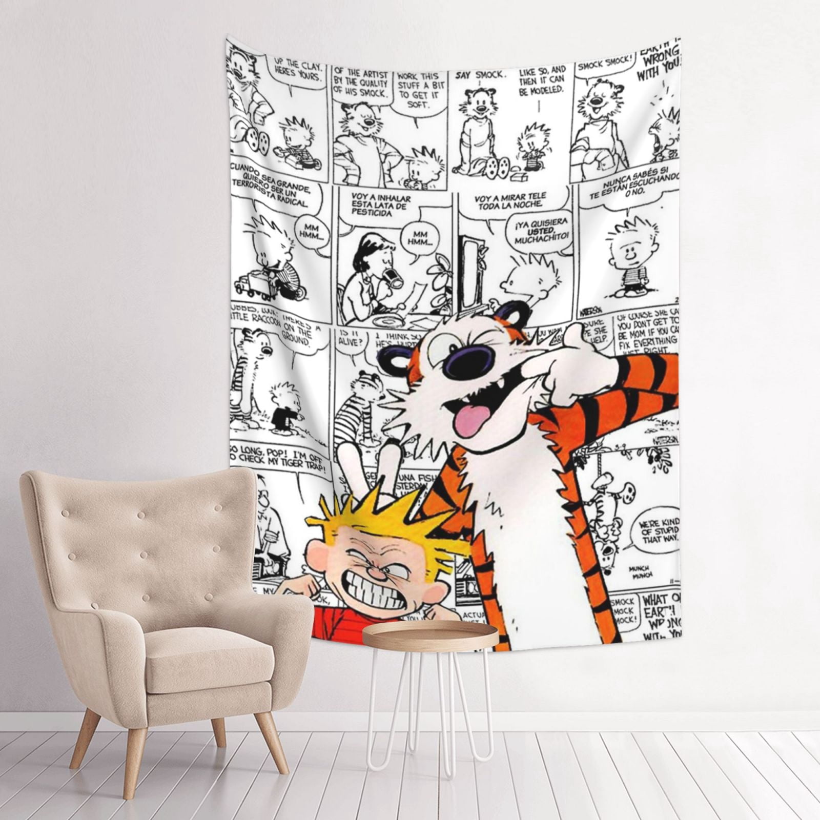 Calvin And Hobbe Wall Tapestry Poster For Bedroom Aesthetics Funny Room ...