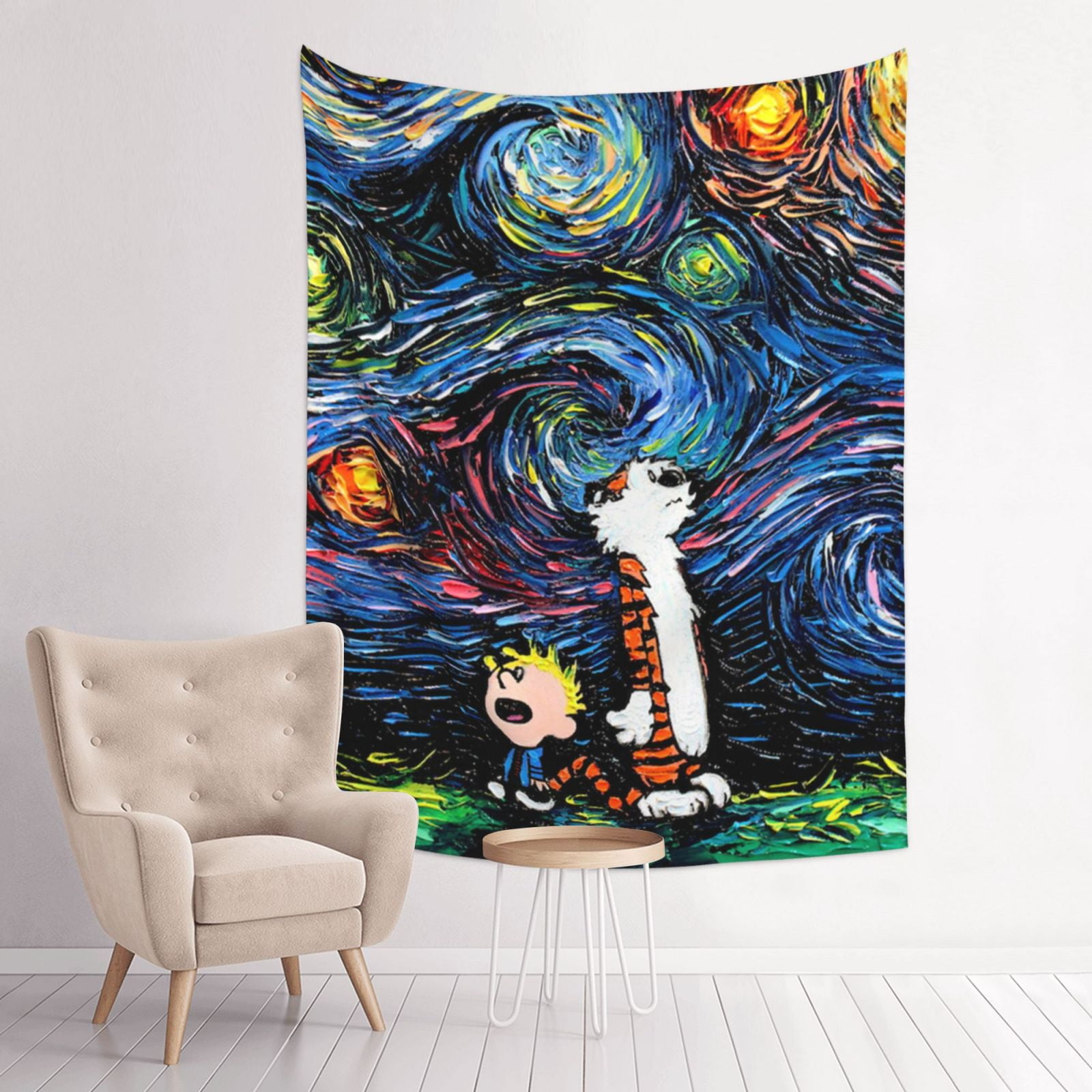 Calvin And Hobbe Wall Tapestry Poster For Bedroom Aesthetics Funny Room Decor Flag Wall Hanging ...
