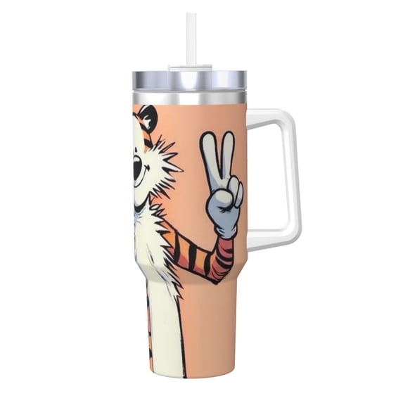 Calvin And Hobbes 40 Oz Stainless Steel Tumbler Car Cup Insulated Water ...