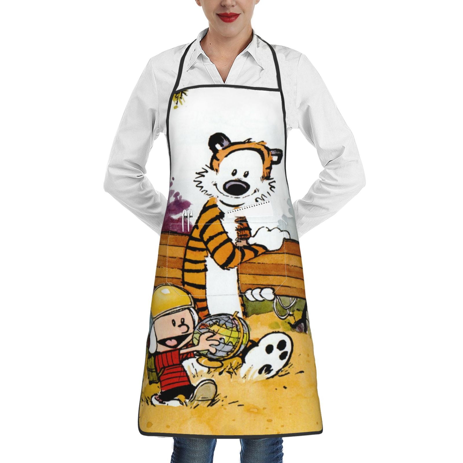 Calvin And Hobbes Adjustable Bib Apron, Waterdrop Resistant Aprons with ...