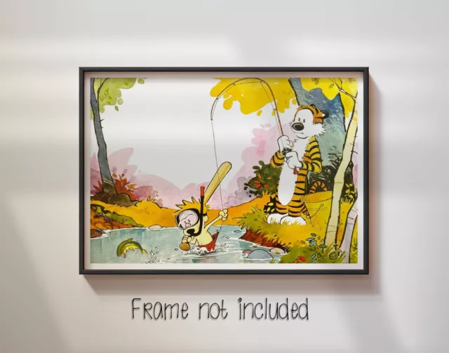 Calvin And Hobbes Fishing - High Quality Poster NO FRAMED POSTER ...