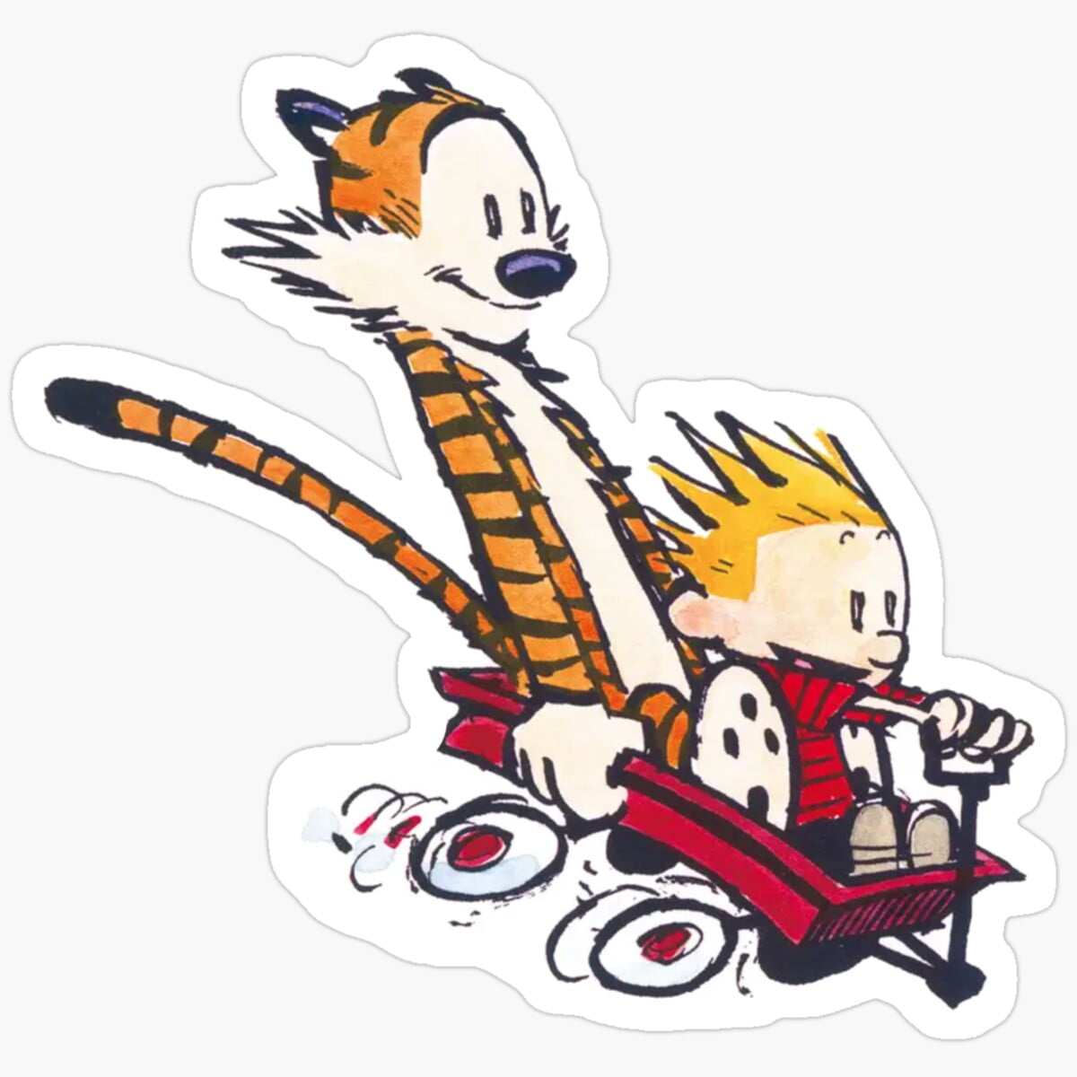 Calvin And Hobbes Wagon Sticker. Gift For You - Decorate Laptops, Water ...