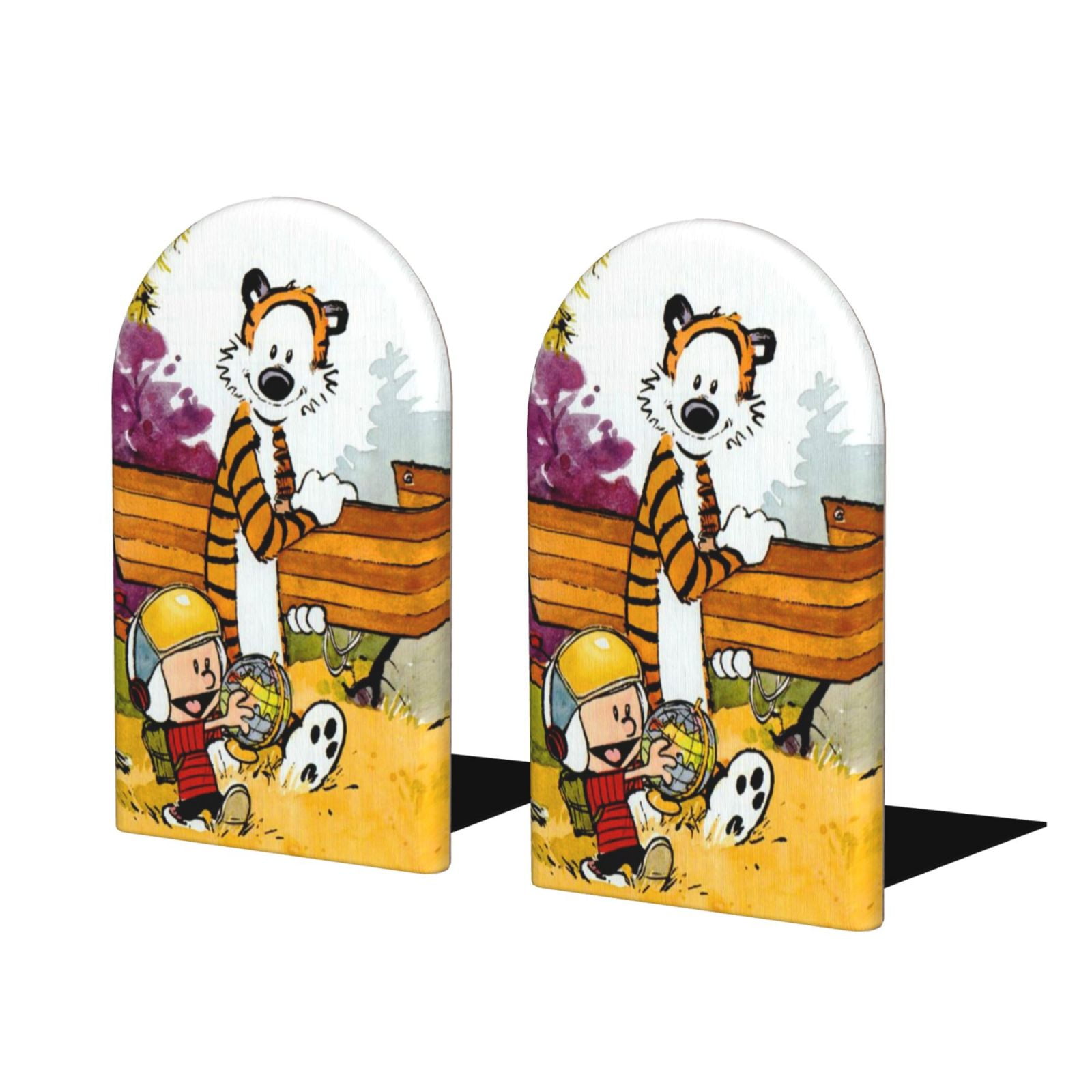 Calvin And Hobbes Wooden Bookends For Shelves, Decorative Book ...