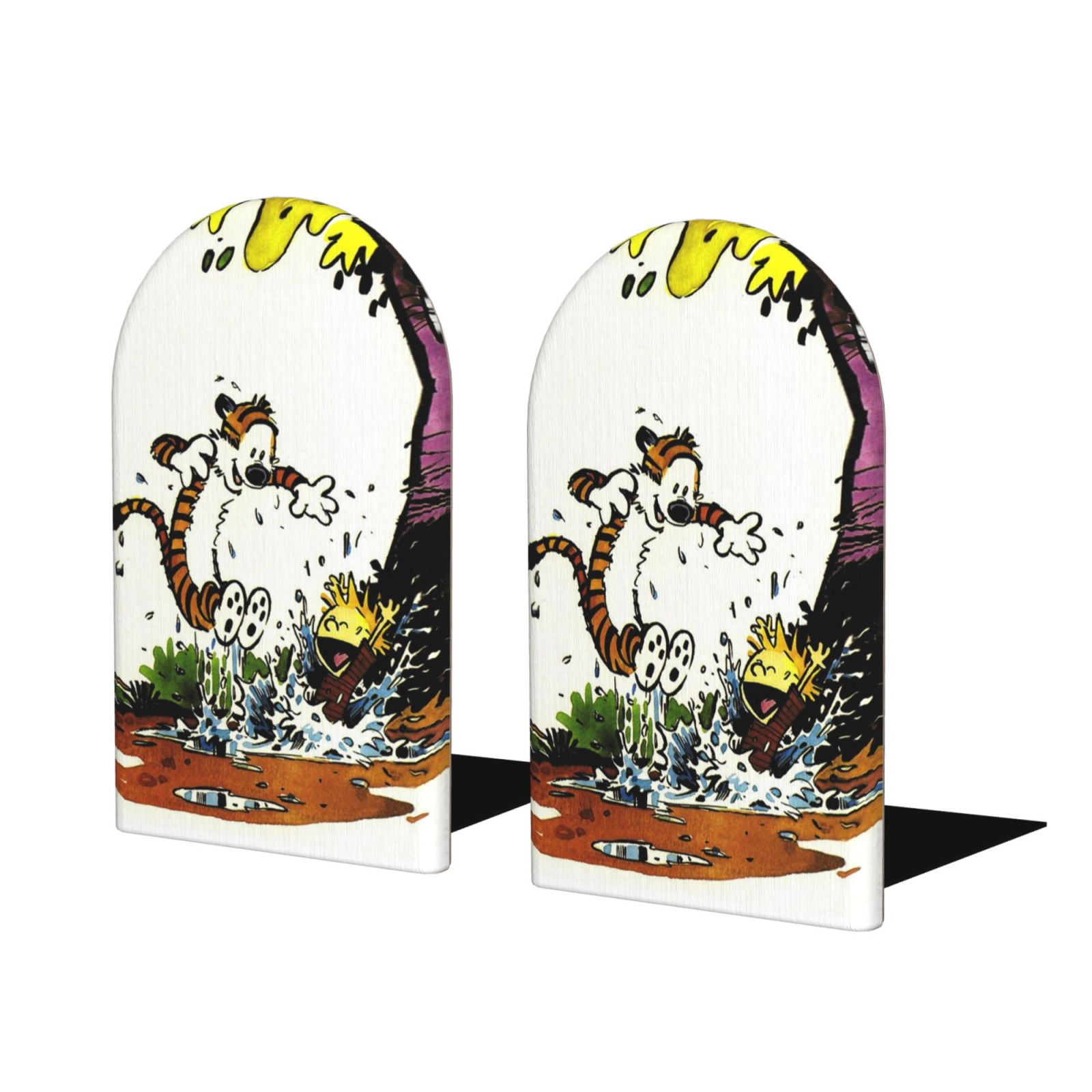 Calvin And Hobbes Wooden Bookends For Shelves, Decorative Book ...