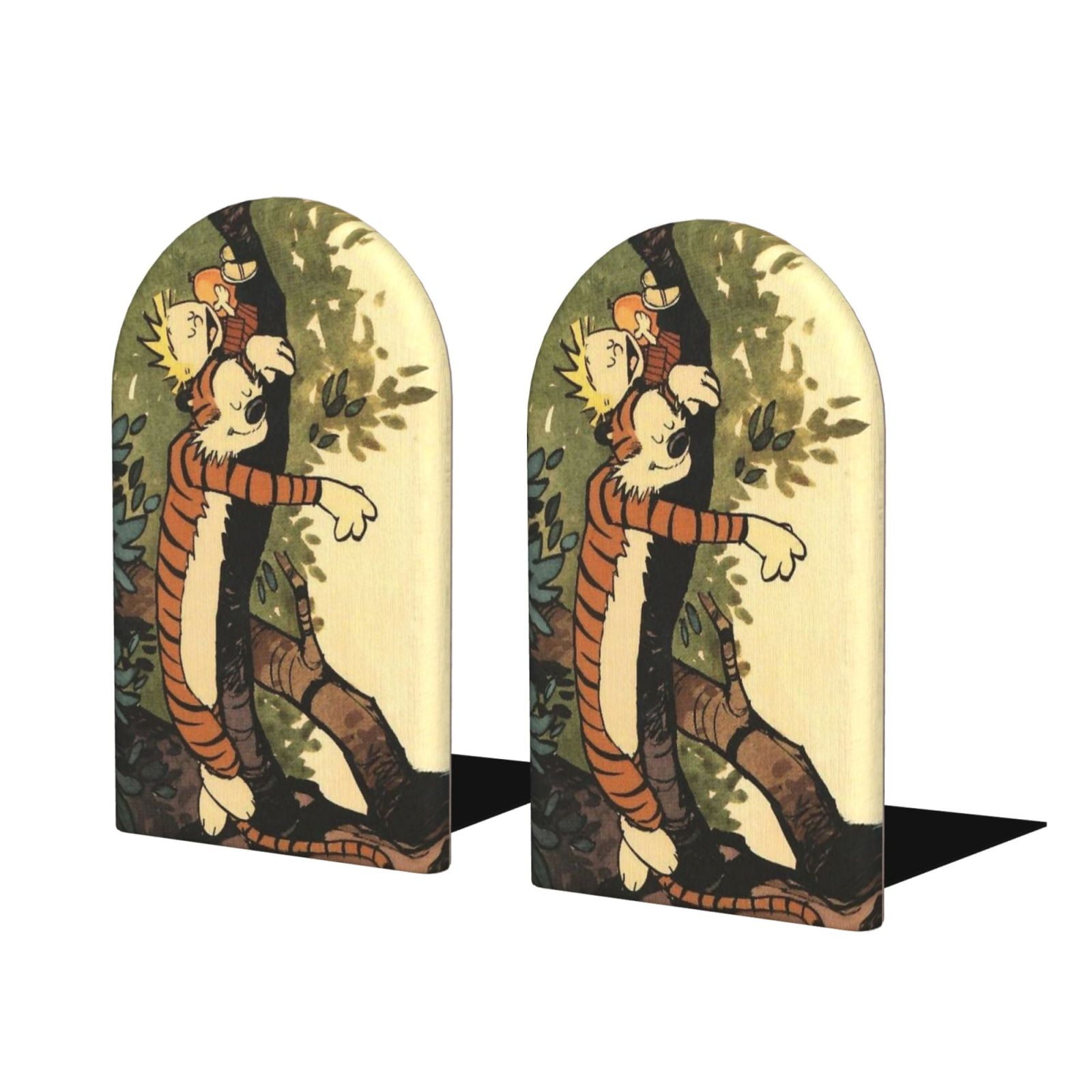 Calvin And Hobbes Wooden Bookends For Shelves, Decorative Book ...