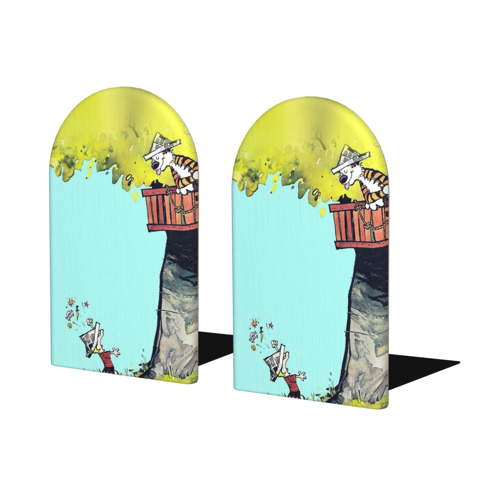 Calvin And Hobbes Wooden Bookends For Shelves, Decorative Book ...