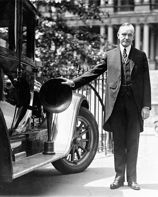 Calvin Coolidge With Campaign Radio Equipment - 24x36 Inch Glossy ...