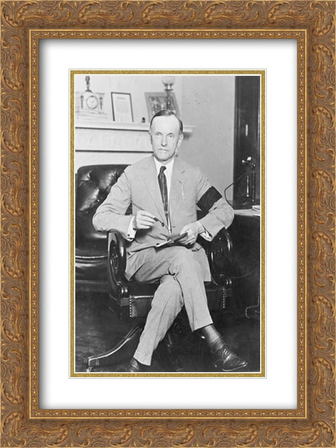 Calvin Coolidge, full-length portrait, seated at desk, facing front ...