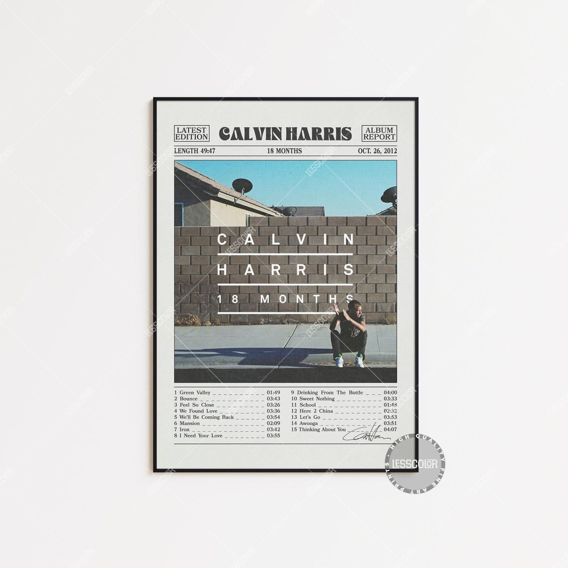 Calvin Harris Retro Newspaper Print, 18 Months, Calvin Harris, Album ...