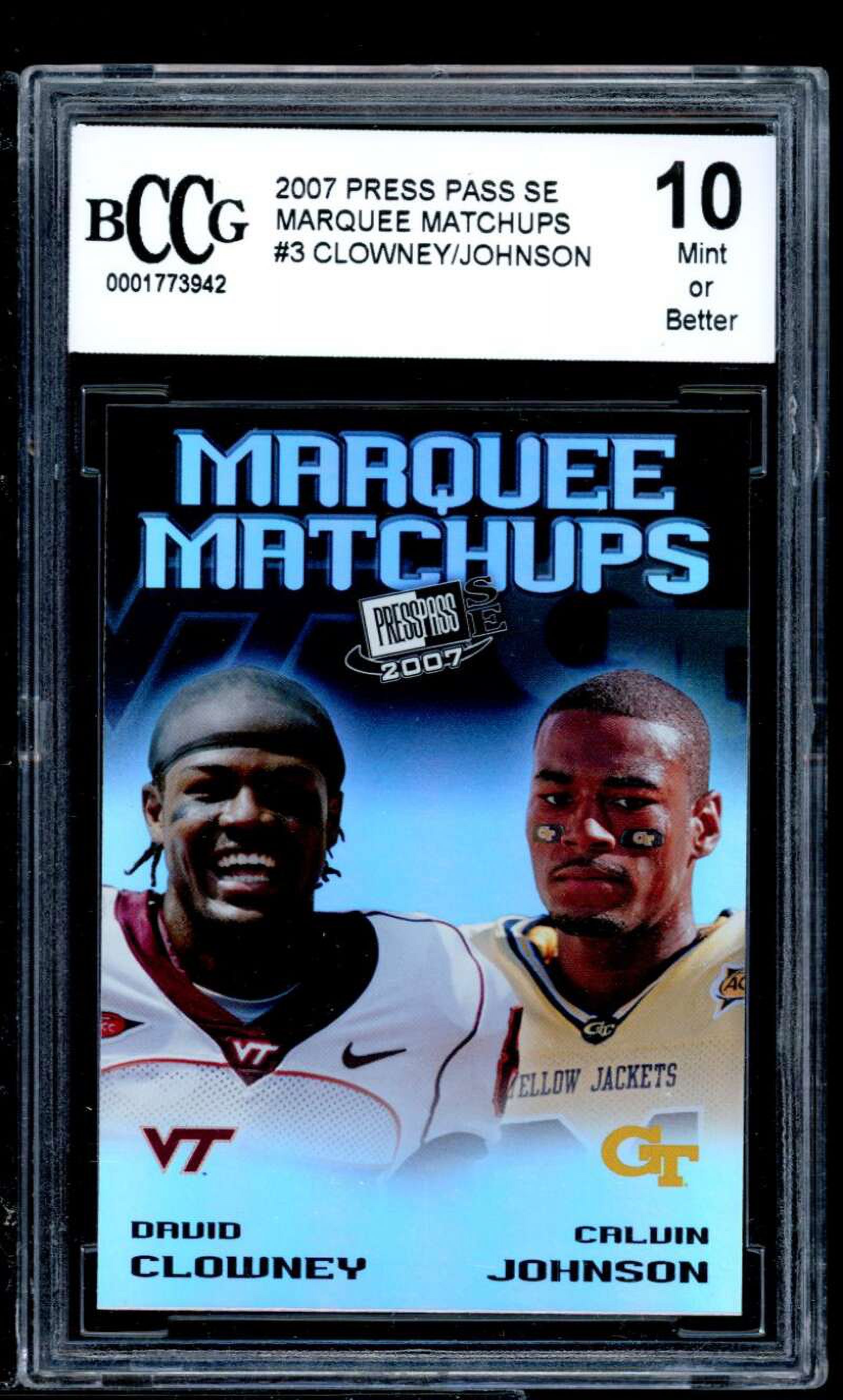 Calvin Johnson Rookie Card 2007 Press Pass Se Marquee Matchups #3 BGS ...