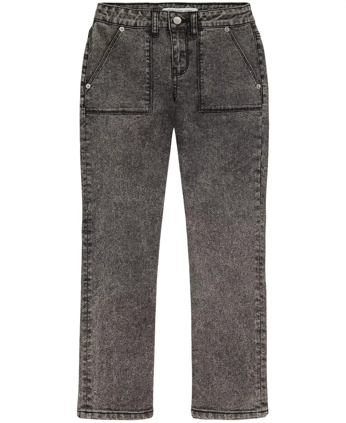 Calvin Klein ACID BLACK Big Girls Straight Fit Mid Rise Utility Jeans ...