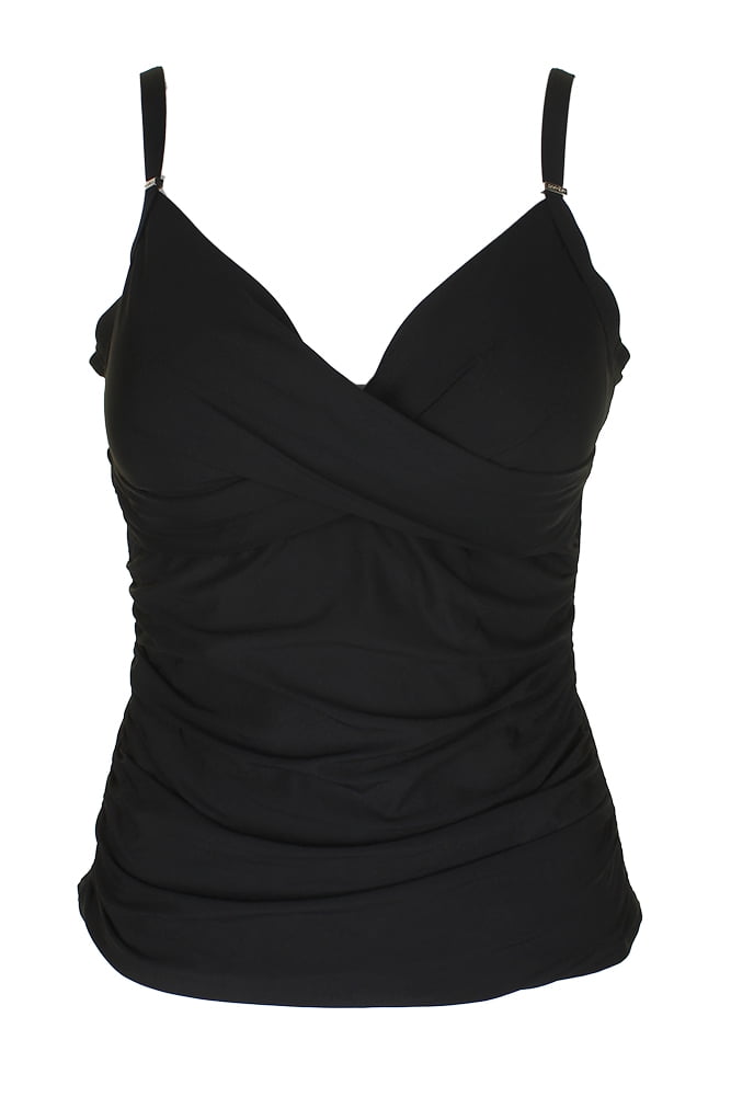 Calvin Klein Black Twist Tummy-Control Tankini Top S - Walmart.com