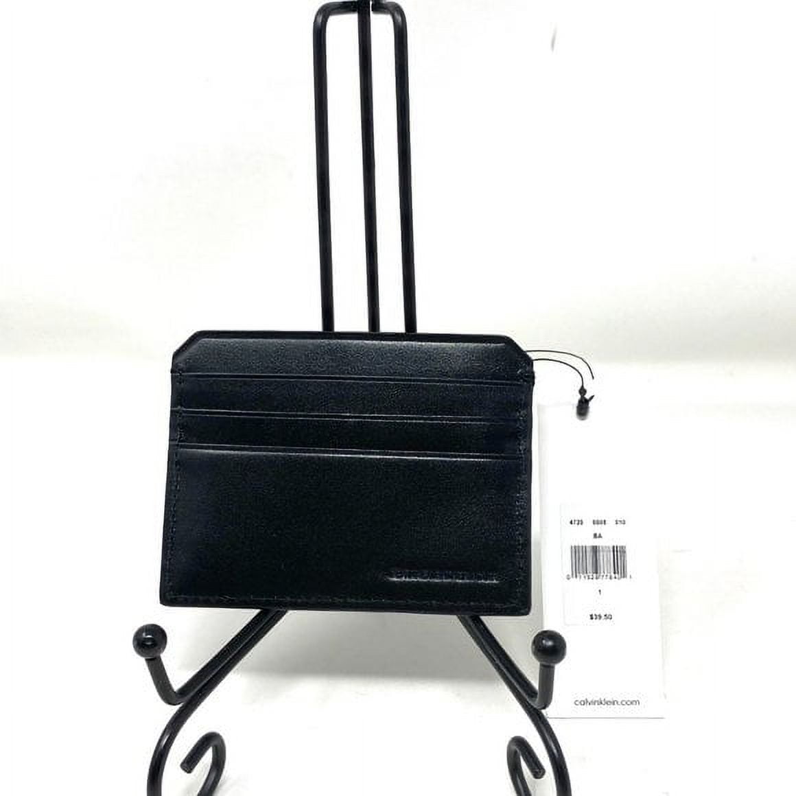 Calvin Klein Box Men’s Cardcase Smooth Calf Leather Black Embossed Logo ...