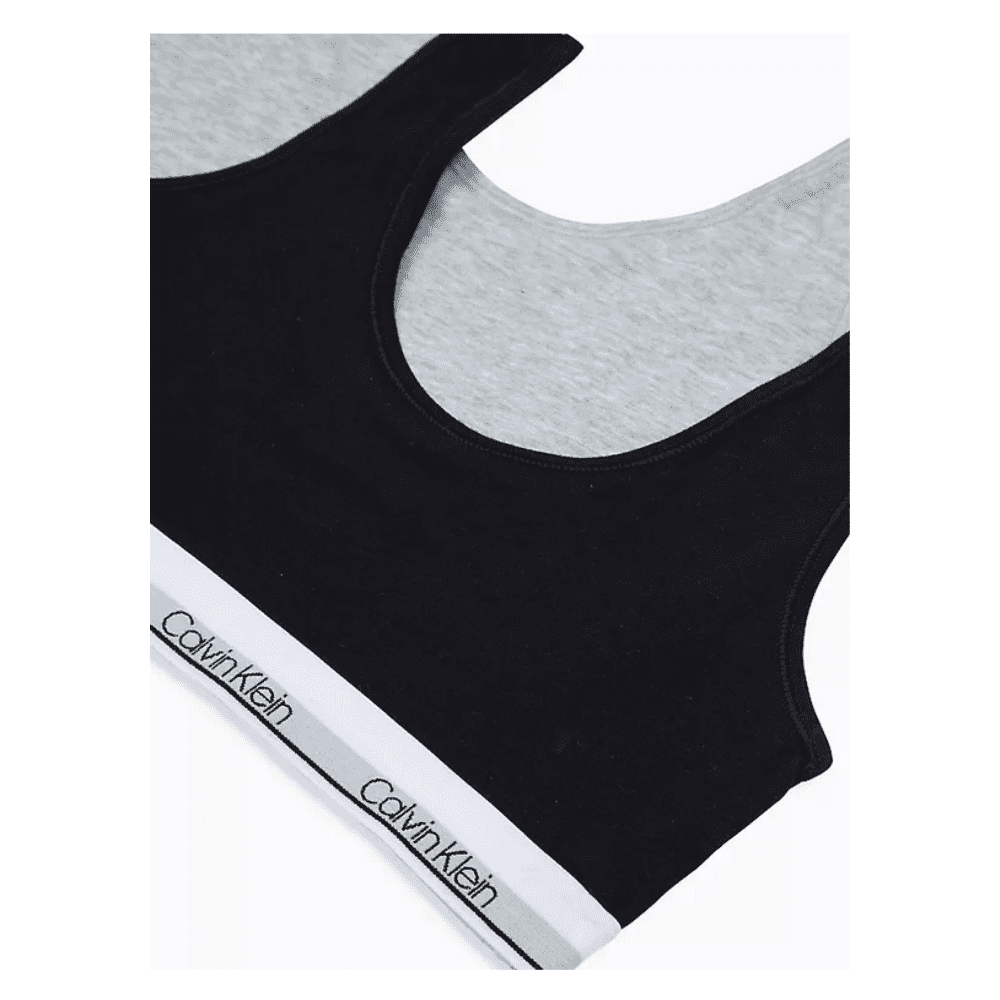 Calvin Klein Girls Modern Cotton 2-Pack Cropped Bra, Black and Grey ...