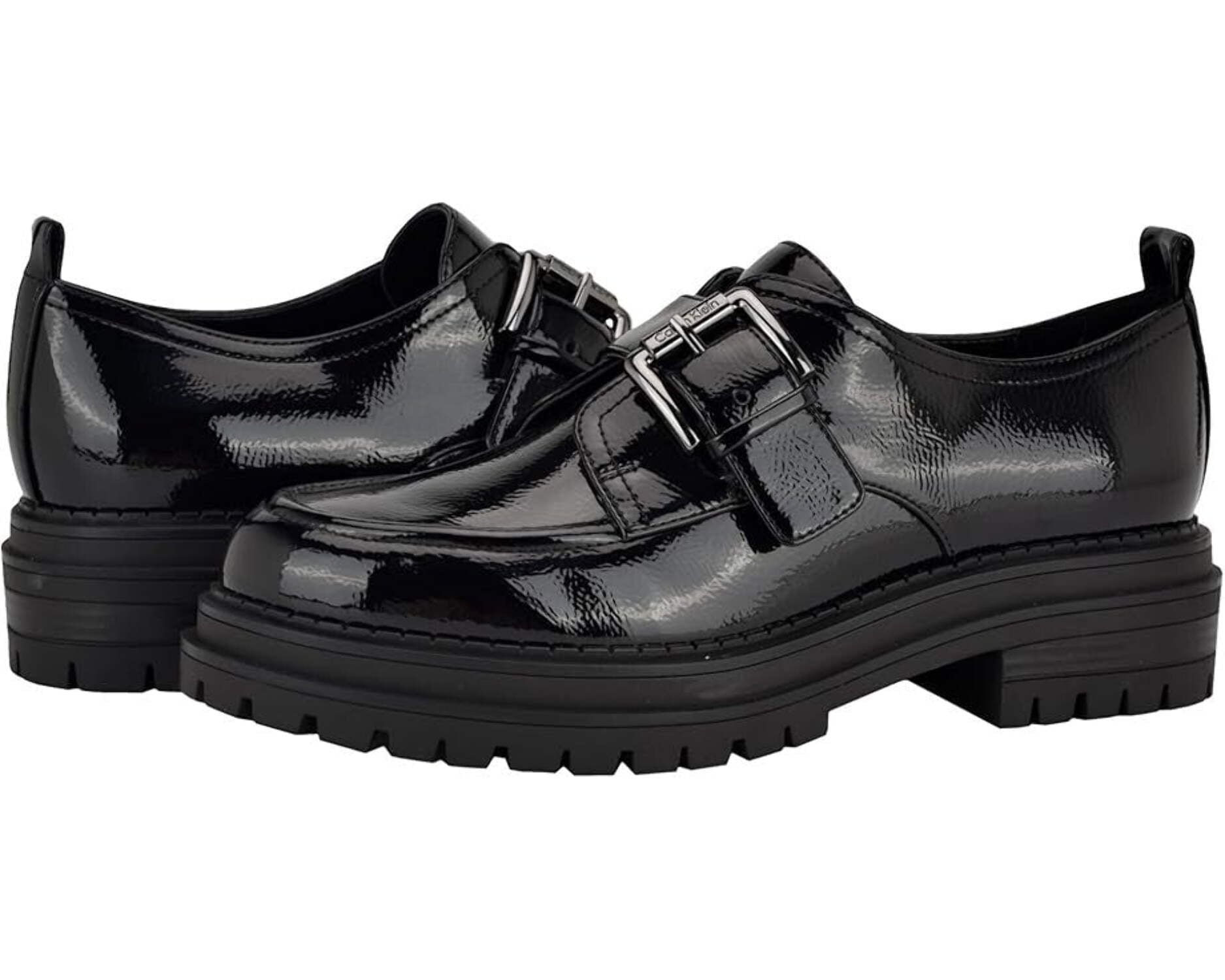 Calvin Klein Glenny Flat Women 6.5 Black Leather Almond Toe Loafers ...