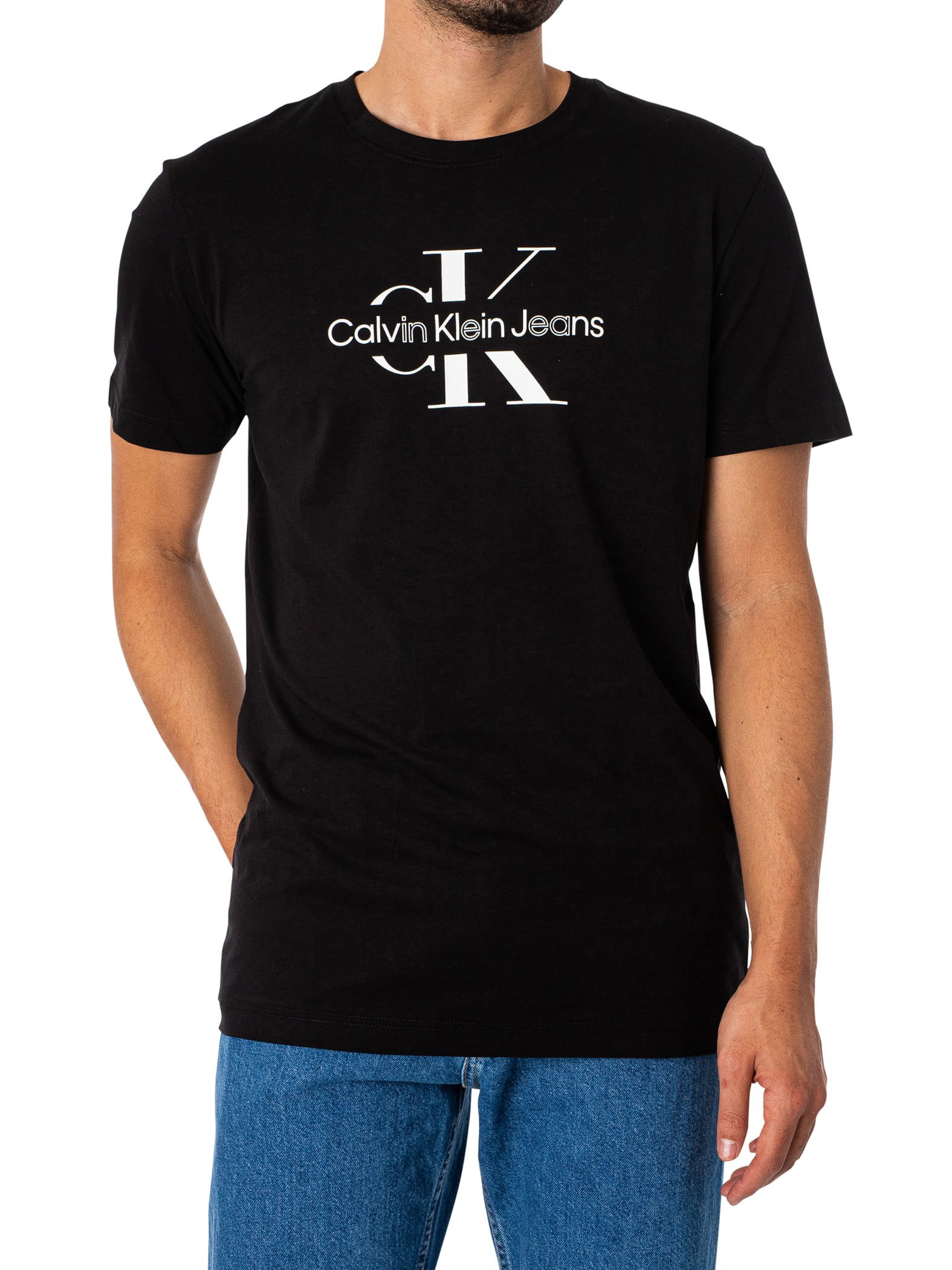 Calvin Klein Jeans Disrupted Outline T-Shirt, Black - Walmart.com