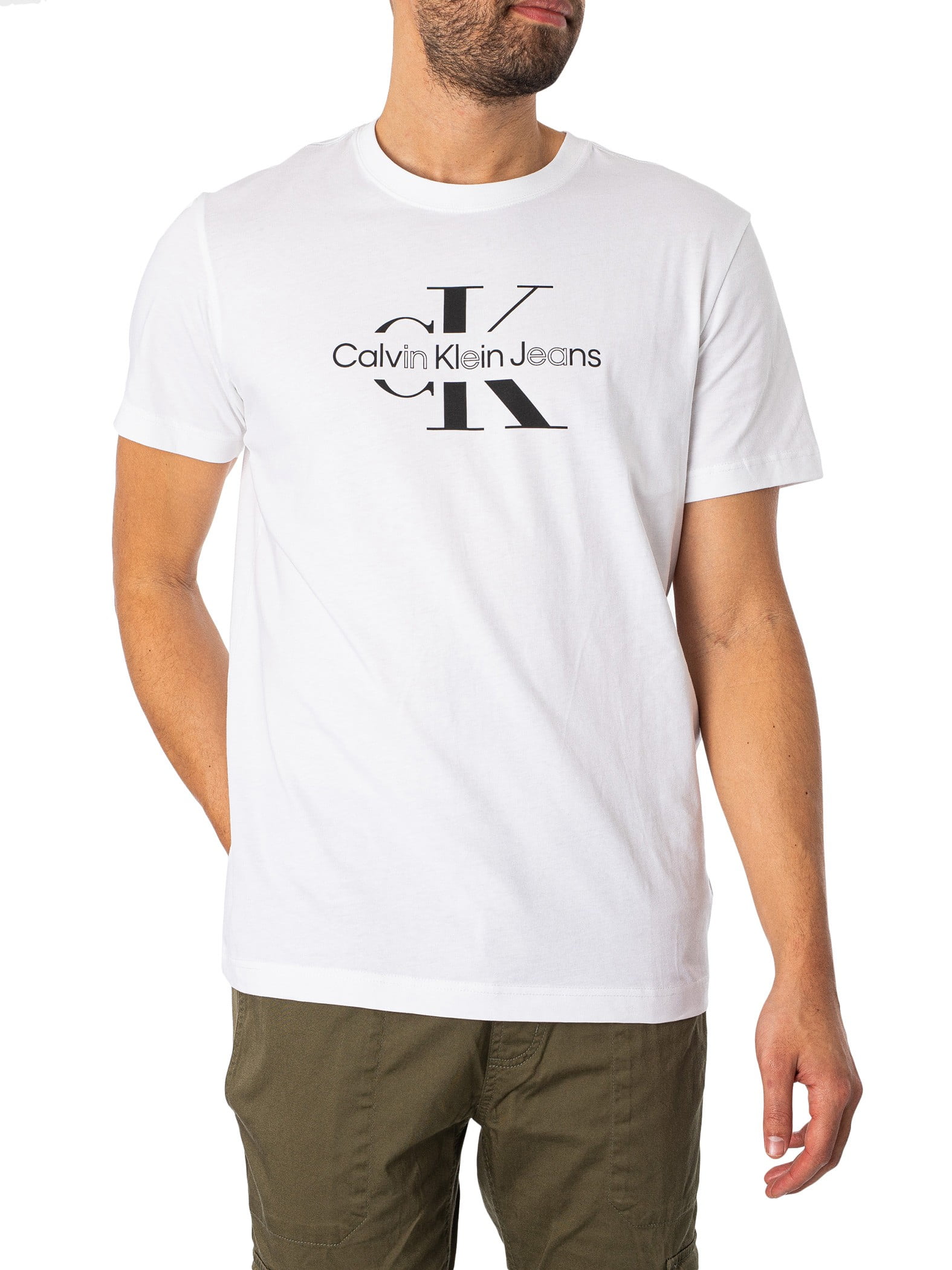 Calvin Klein Jeans Disrupted Outline T-Shirt, White - Walmart.com