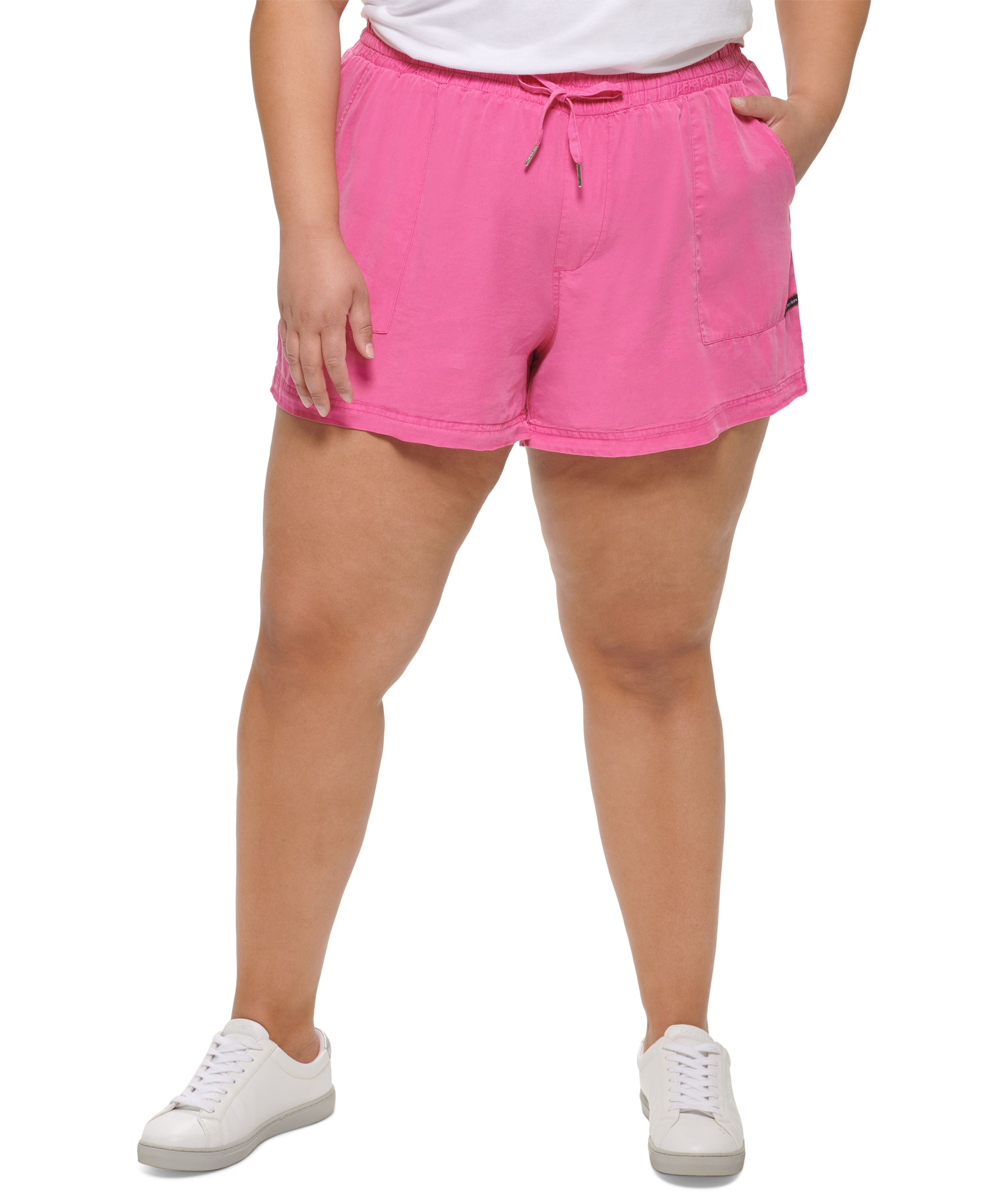 Calvin Klein Jeans Trendy Plus Size Drawstring Shorts Prime Pink 2X ...