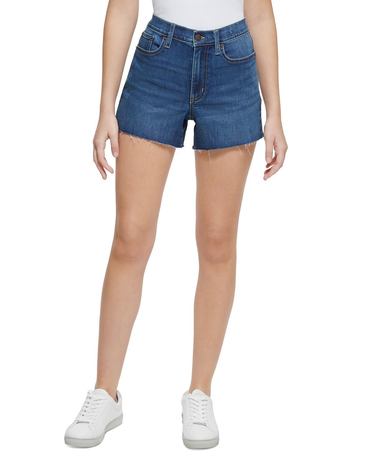 Calvin Klein Jeans Women's High-Rise Cutoff Denim Shorts Blue B4HP ...