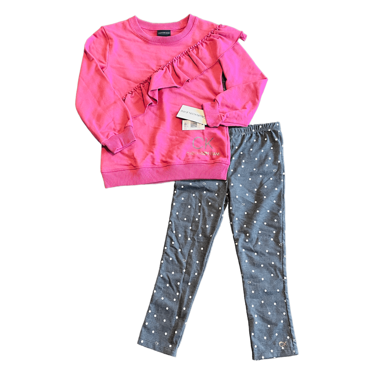 Calvin Klein Little Girls' Sweater and Leggings Set Pink & Gray - Walmart.com